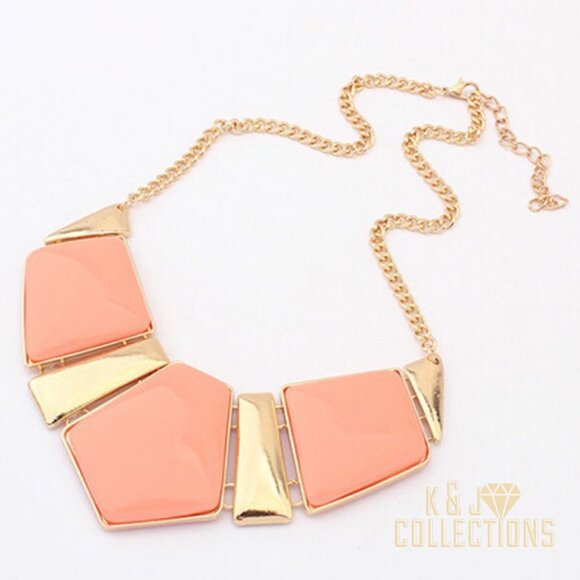 Jewelry | Salmon Geometric Block Necklace | Poshmark